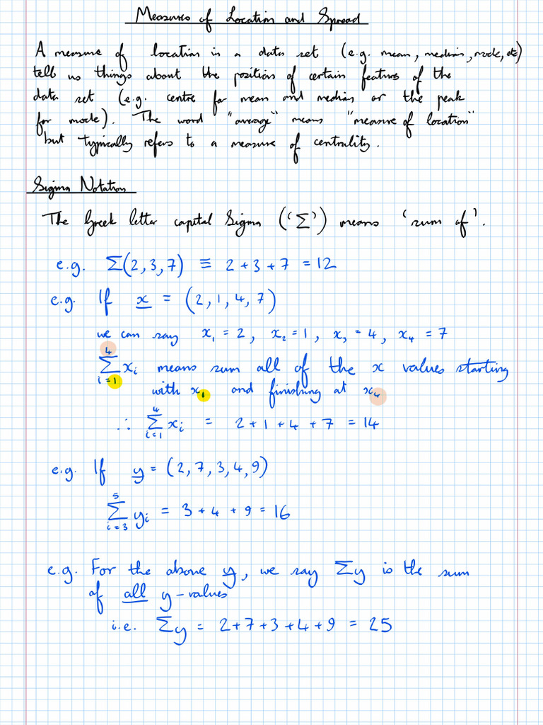 2.3 ~ Measures of Location and Spread | PDF