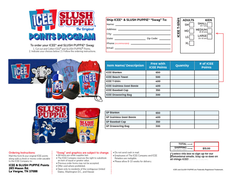 Order ICEE® & SLUSH PUPPiE® Swag | PDF