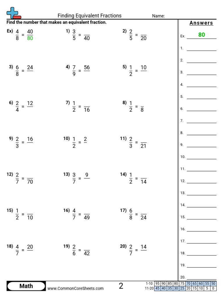 Equivalent Fractions Answer Key | PDF | Chess Theory | Chess
