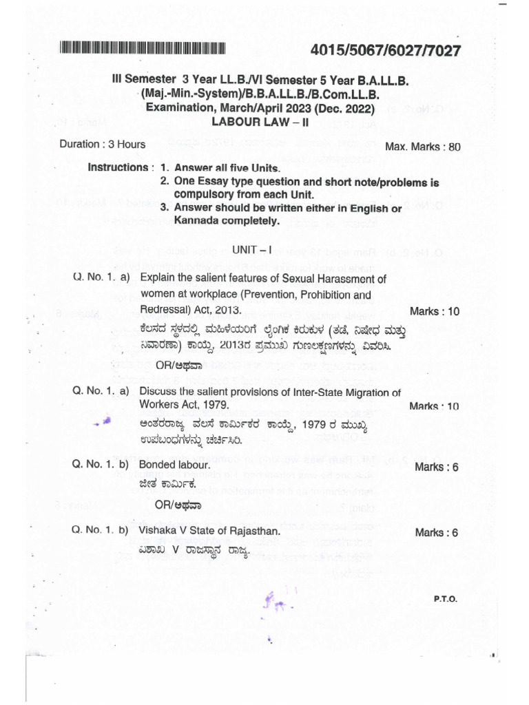 Labour Law - II March 2023 | PDF