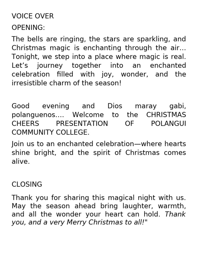 Enchanted Christmas Celebration Script | PDF