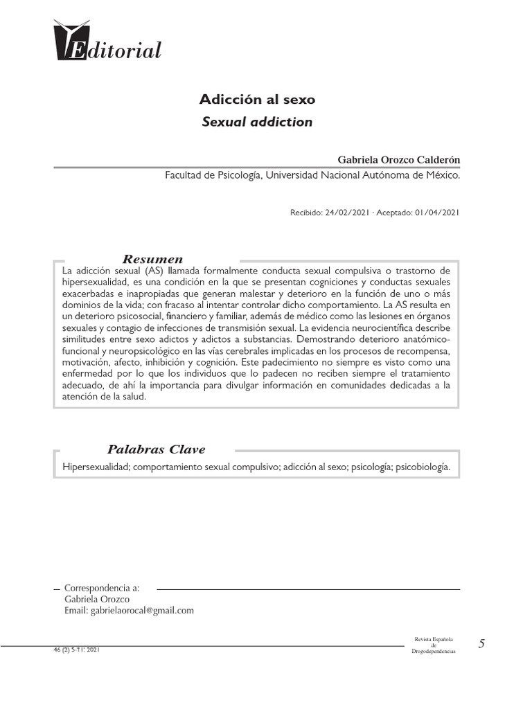 Adiccion al sexo | PDF | Las emociones | Terapia de conducta cognitiva