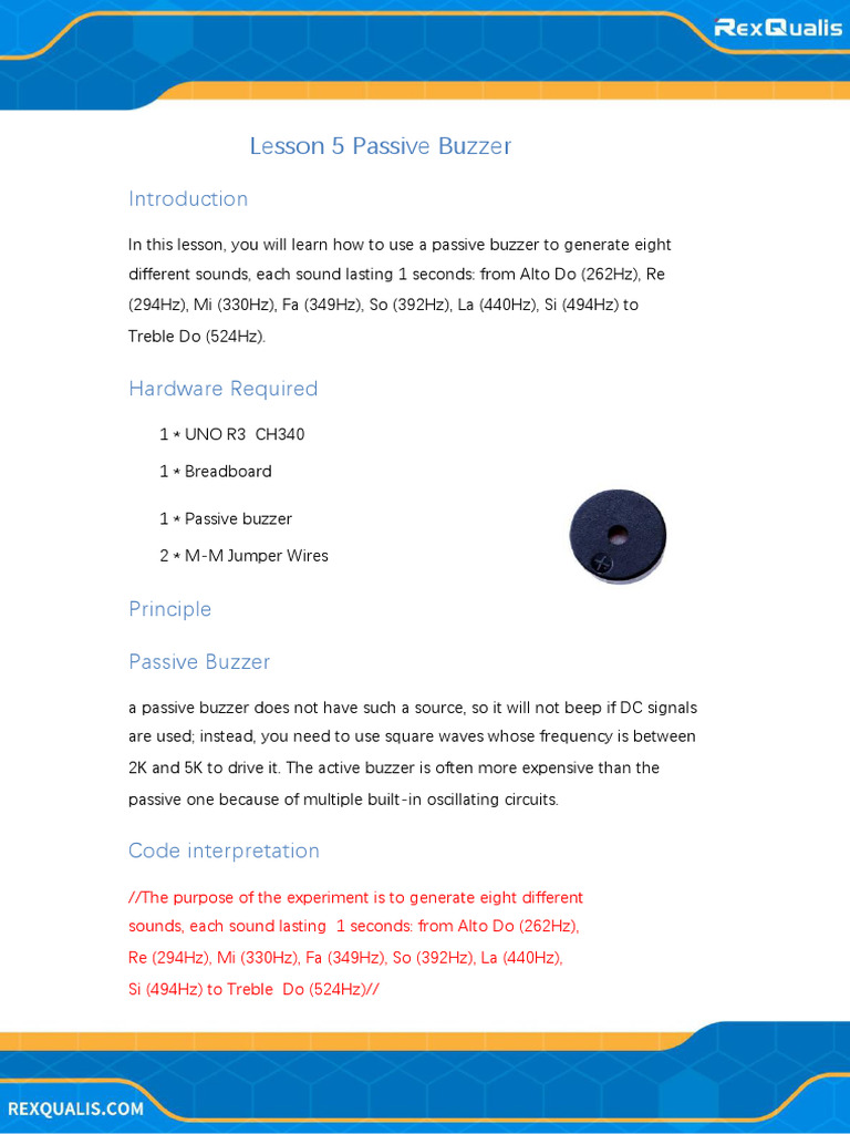 Generate Sounds with Passive Buzzer | PDF