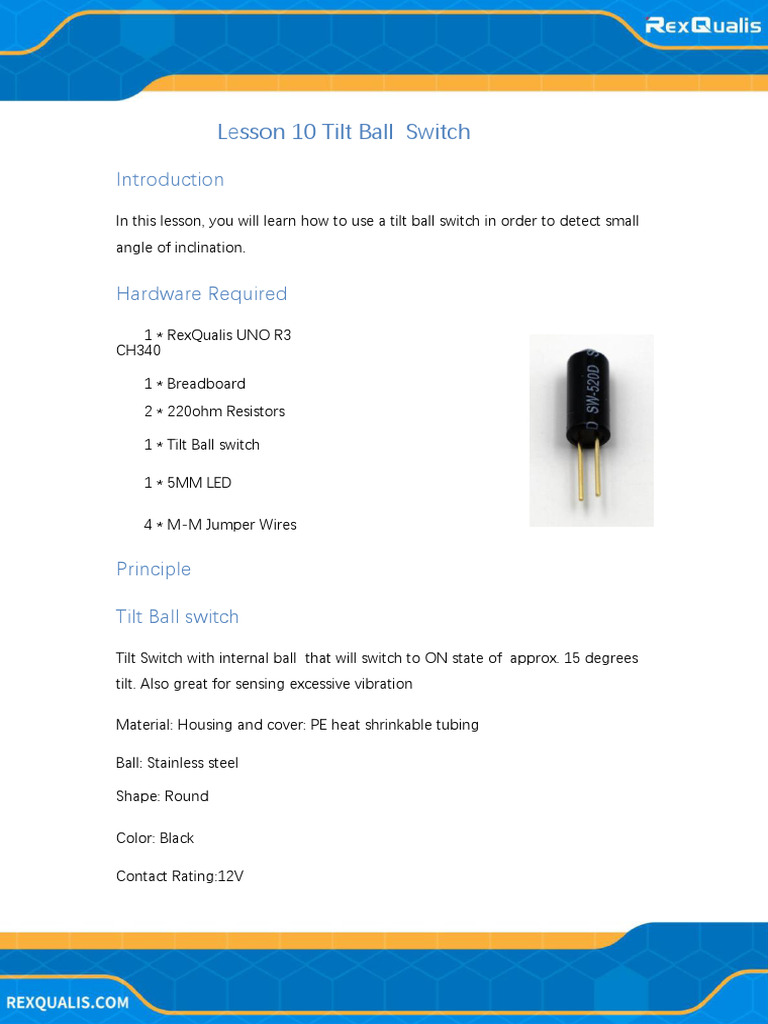 Using a Tilt Ball Switch with Arduino | PDF