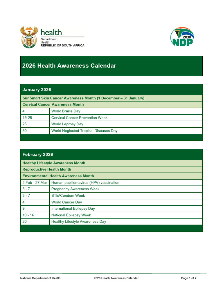 2026 Health Awareness Calendar Guide | PDF | Cancer | Leukemia