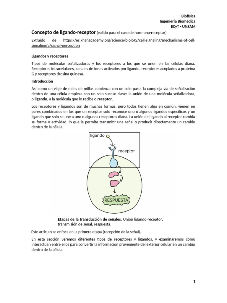 Ligandos y Receptores en Biofísica | PDF | Receptor (Bioquímica ...