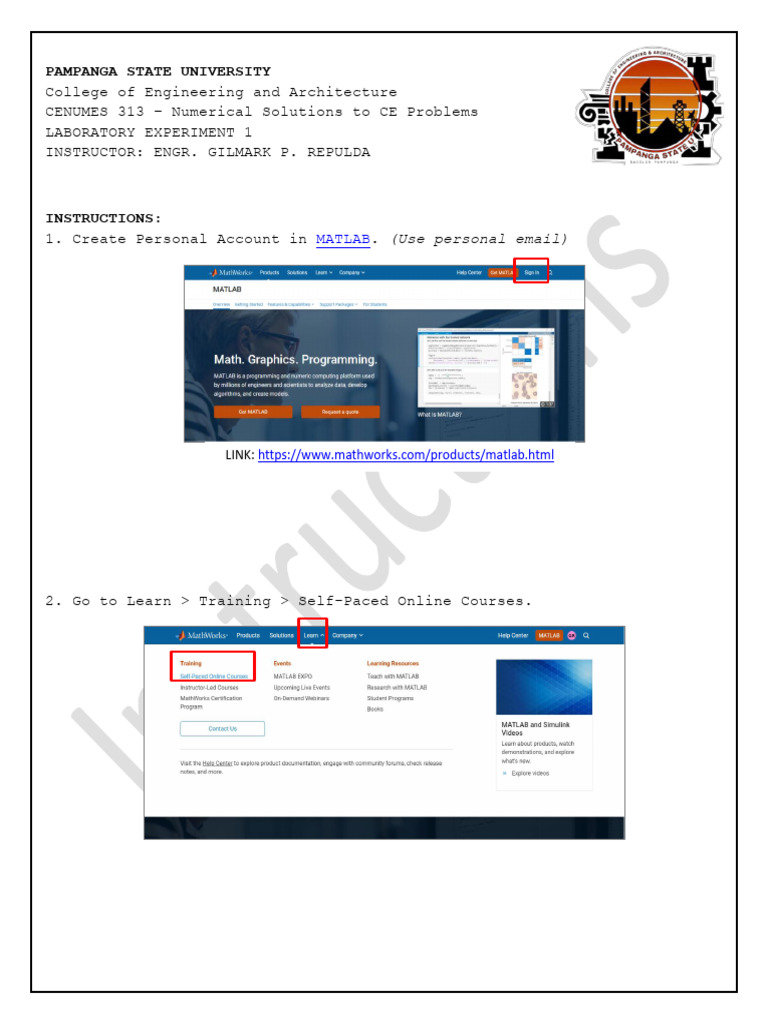 Laboratory Experiment 1 - Instructions | PDF