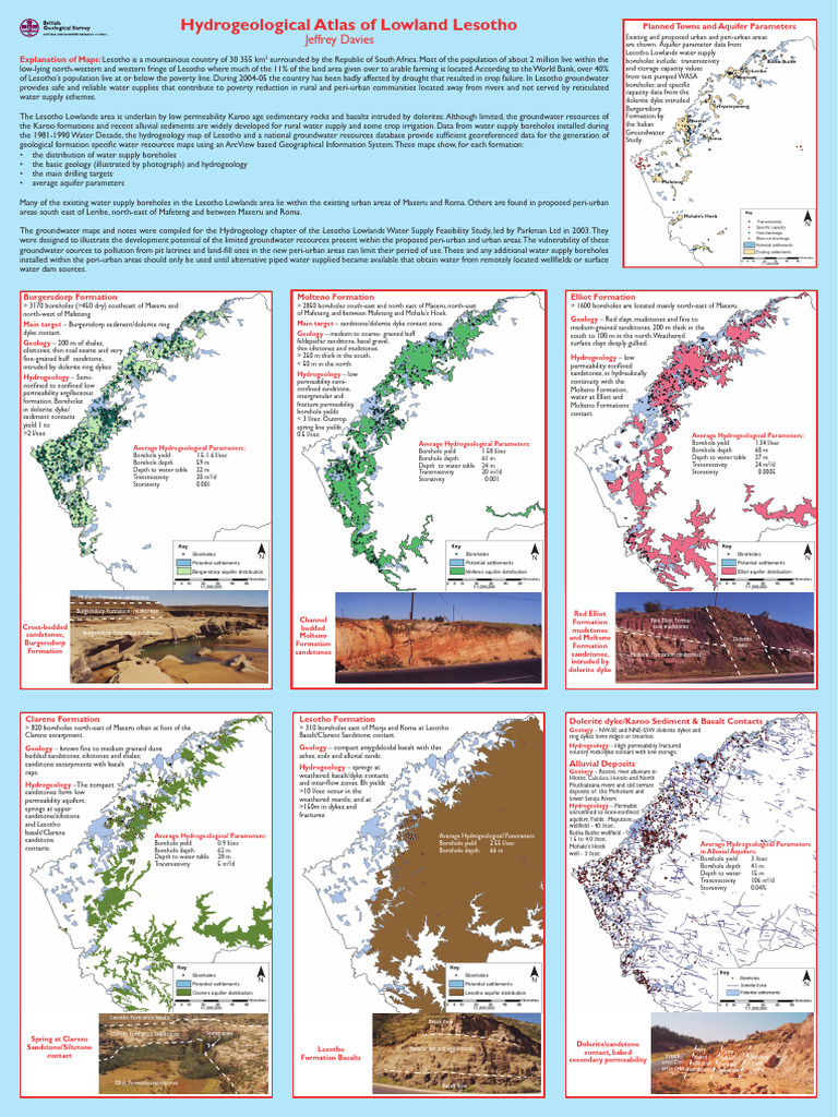 lesotho2003davieshydrogeologicalatlasoflowlandsposter | PDF | Sandstone ...