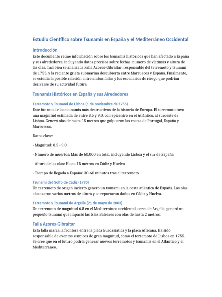 Estudio Tsunamis Espana | PDF | Tsunami | Temblores