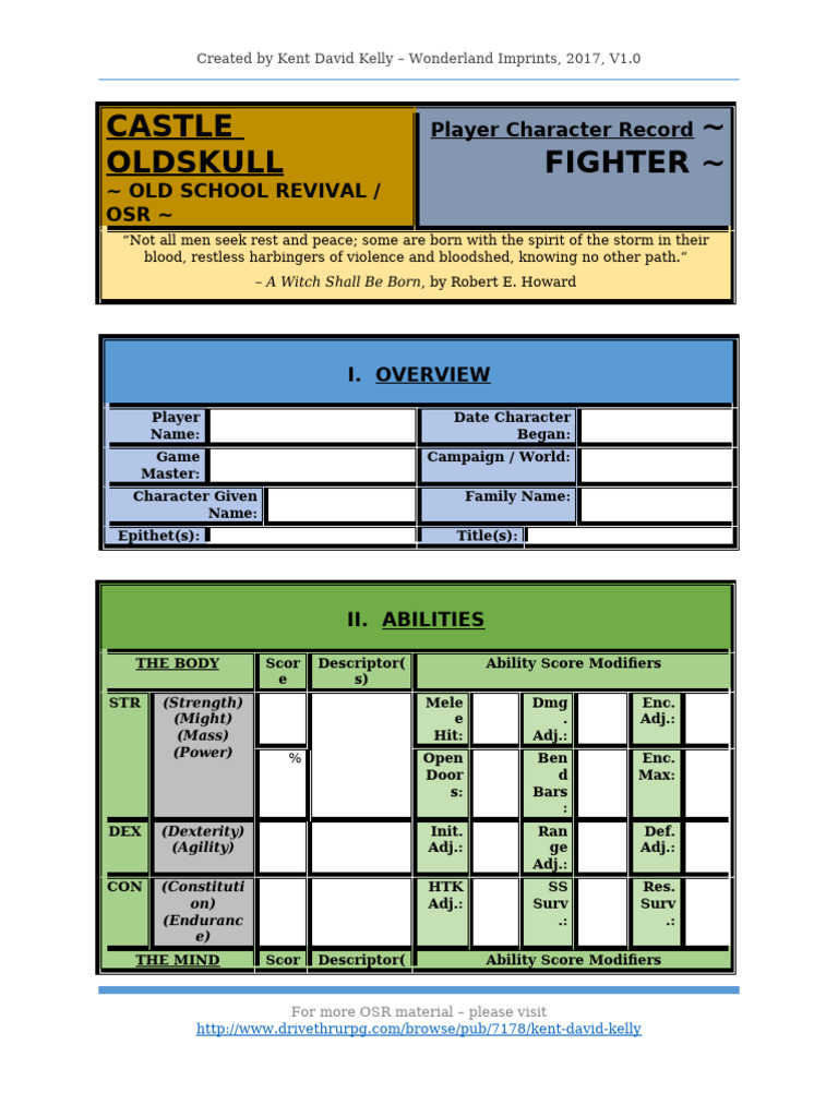 5 Advanced PC Record - Blank Word | PDF | Role Playing Games