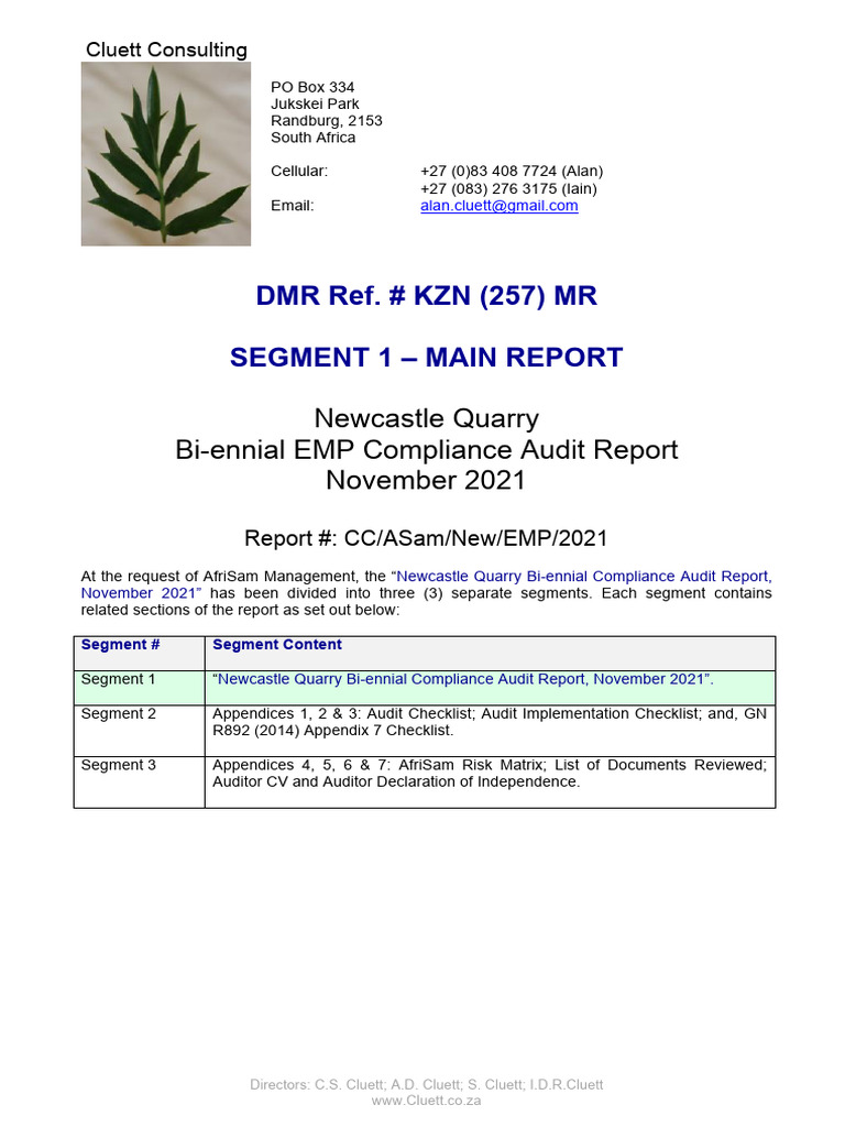 2021.11.18 Seg 1 EMP Compliance Audit Report | PDF | Auditor's Report | Audit