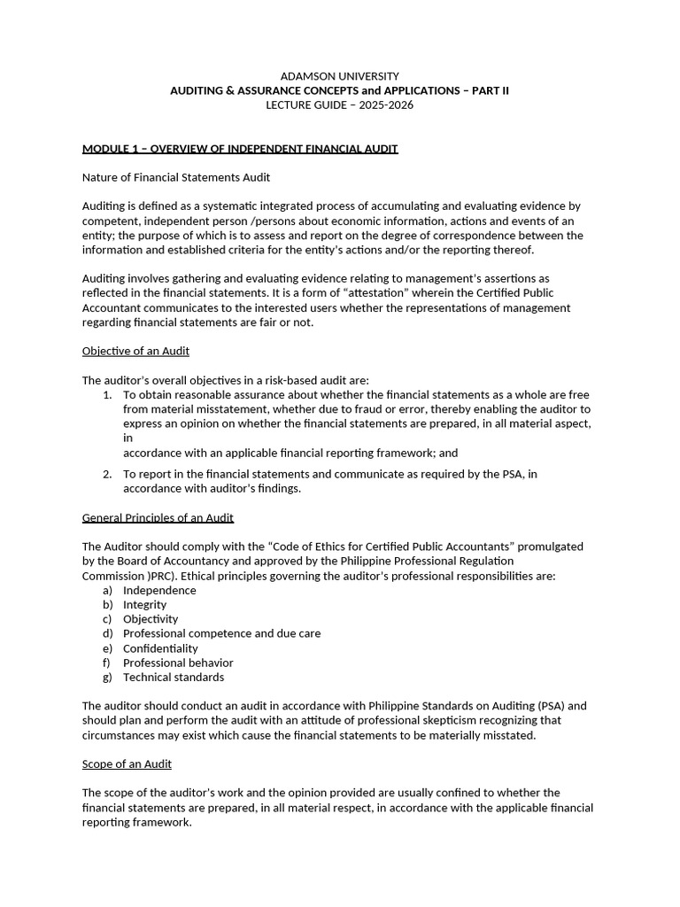 Overview of Independent Financial Audit | PDF | Audit | Internal Control