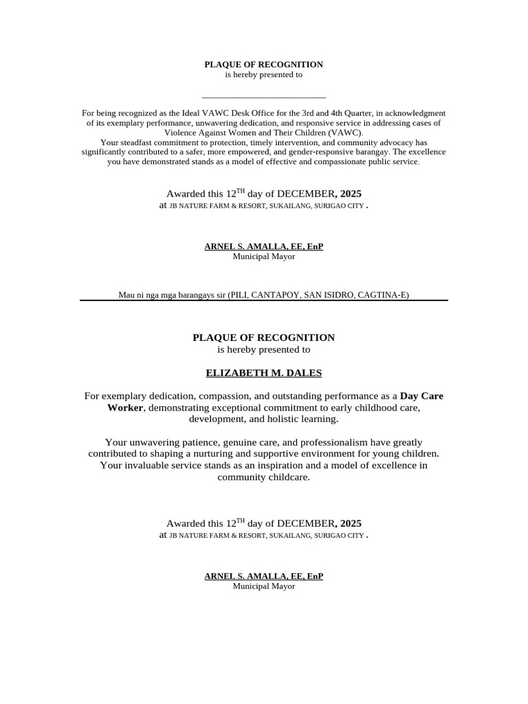 Plaque of Recognition | PDF | Social Psychology | Social Policy