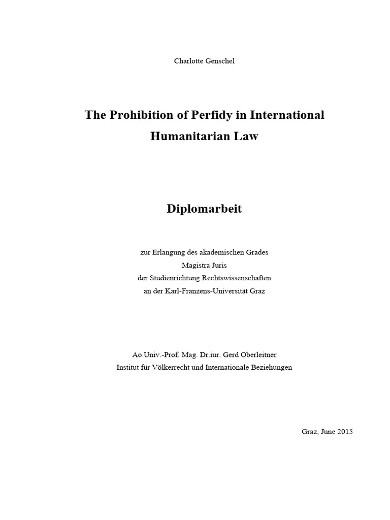 Prohibition of Perfidy in IHL Explained | PDF | International ...