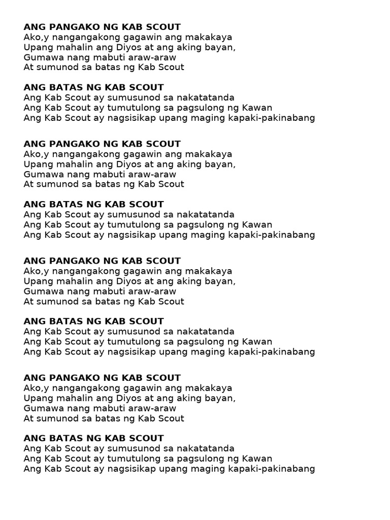 Ang Pangako NG Kab Scout | PDF