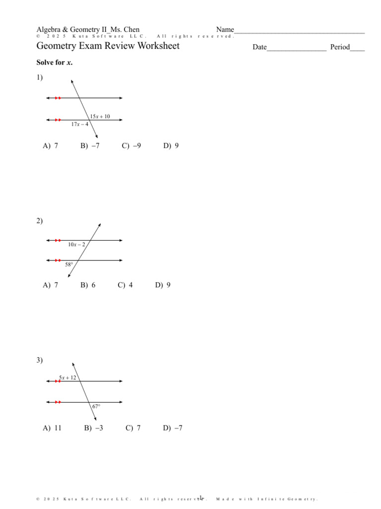 5-16 Geomerty Proficiency Exam Review Packet | PDF | Area ...