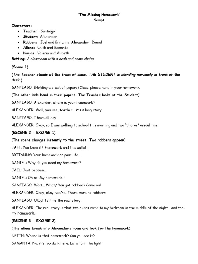 "The Missing Homework: A Classroom Adventure" | PDF