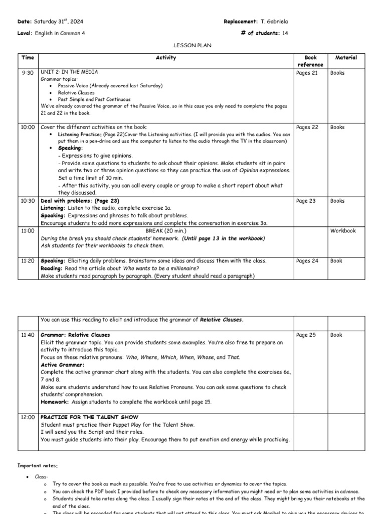 ENGLISHLANDS - LESSON PLAN 31-08-24 | PDF | Linguistics | Human ...