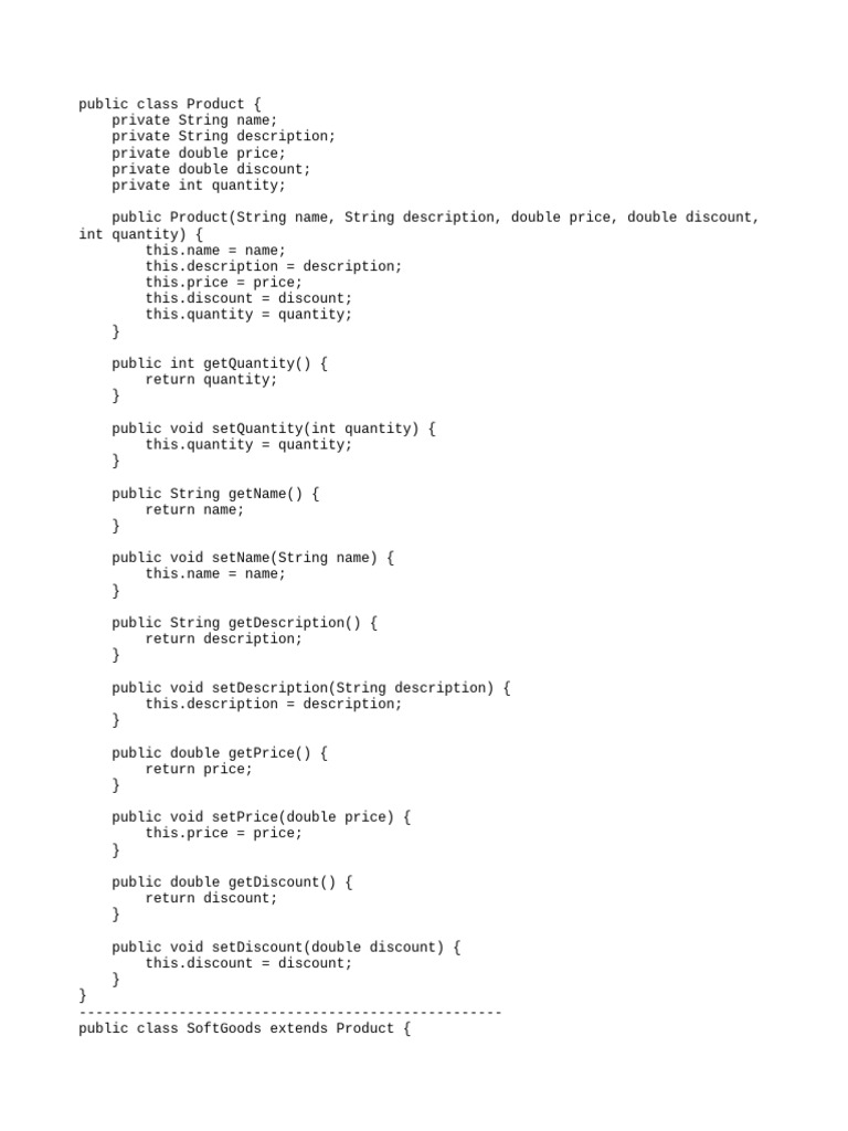 Class Products | PDF | Computer Programming | Software Engineering
