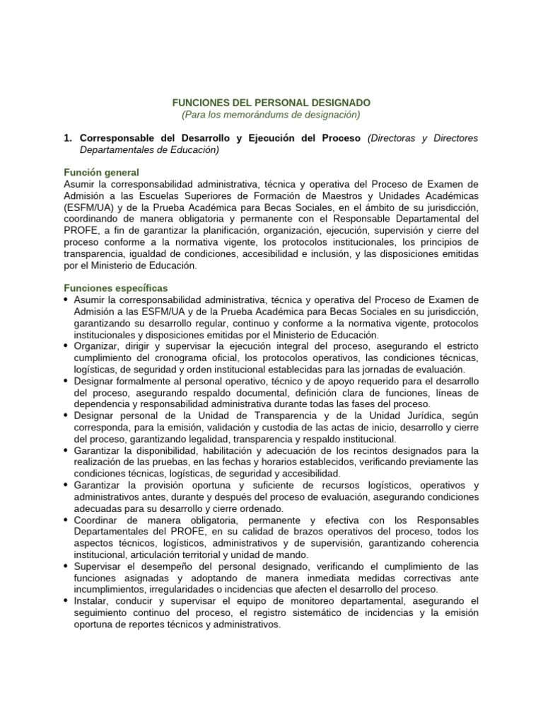 Funciones del Personal Designado en Evaluaciones | PDF | Accesibilidad ...