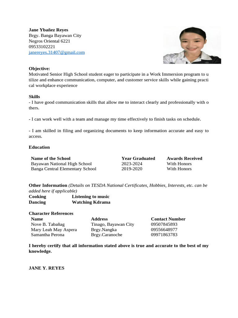 Resume Jane(1) | PDF