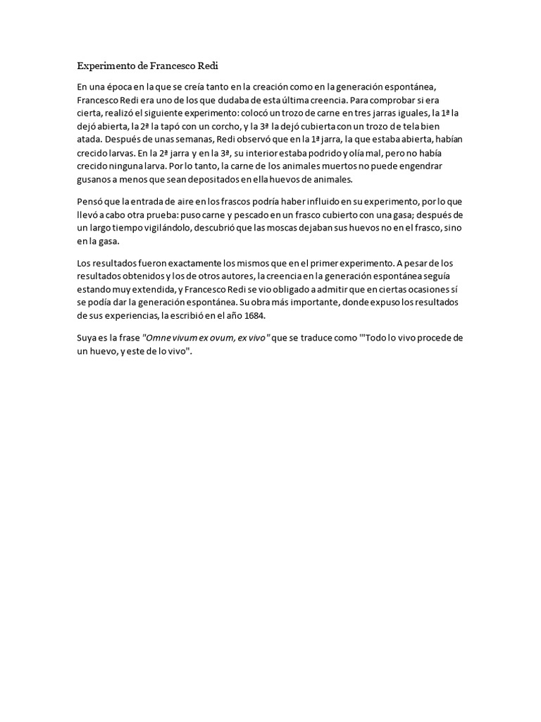 Experimento de Francesco Redi | PDF | Química | Naturaleza