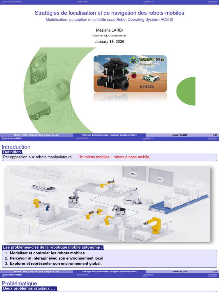 Localisation et navigation des robots mobiles | PDF | Robotique ...