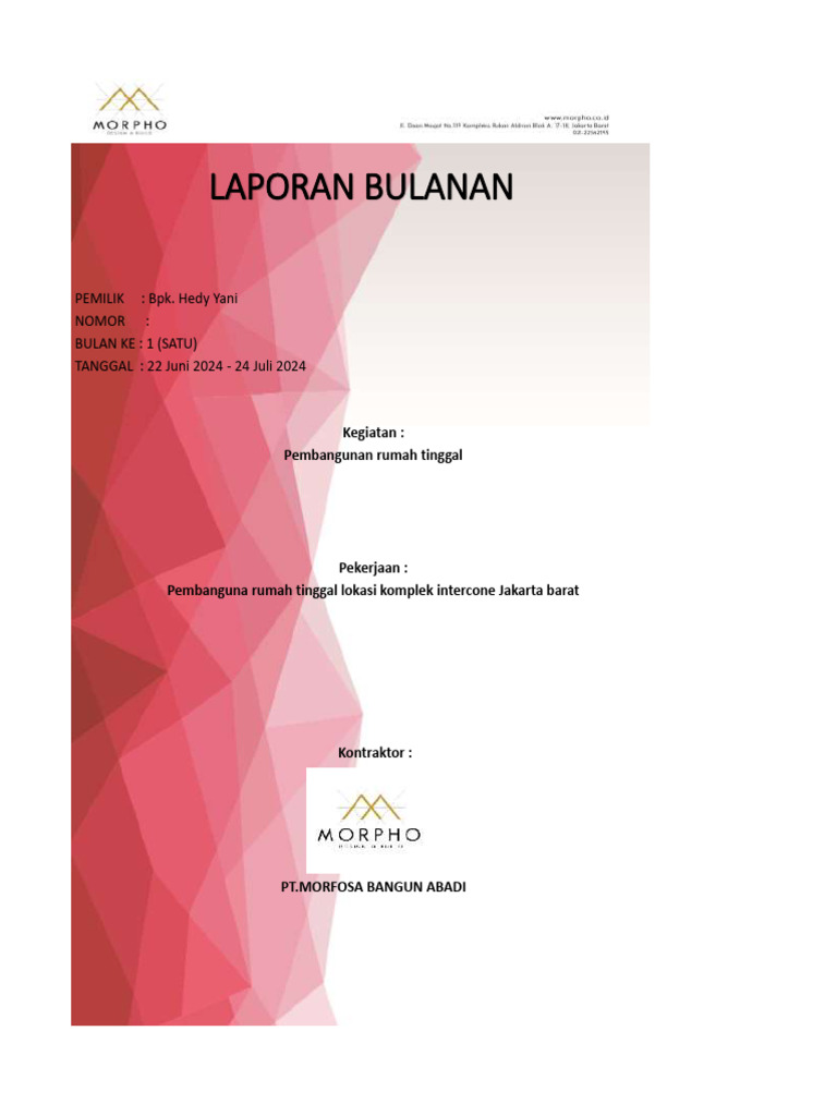 progres bulan ke 1 | PDF