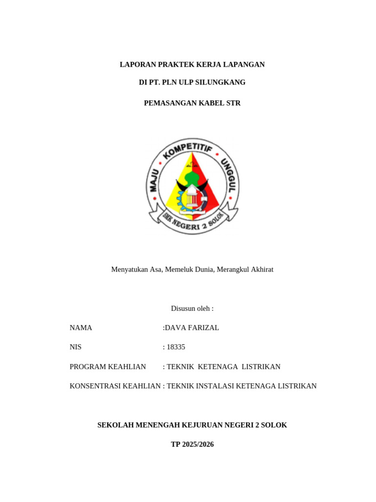 LAPORAN PRAKTEK KERJA DAVA FARIZAL Fixxxxxxxx | PDF