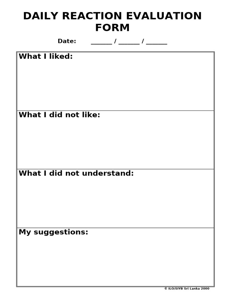 Daily Reaction Evaluation Form | PDF