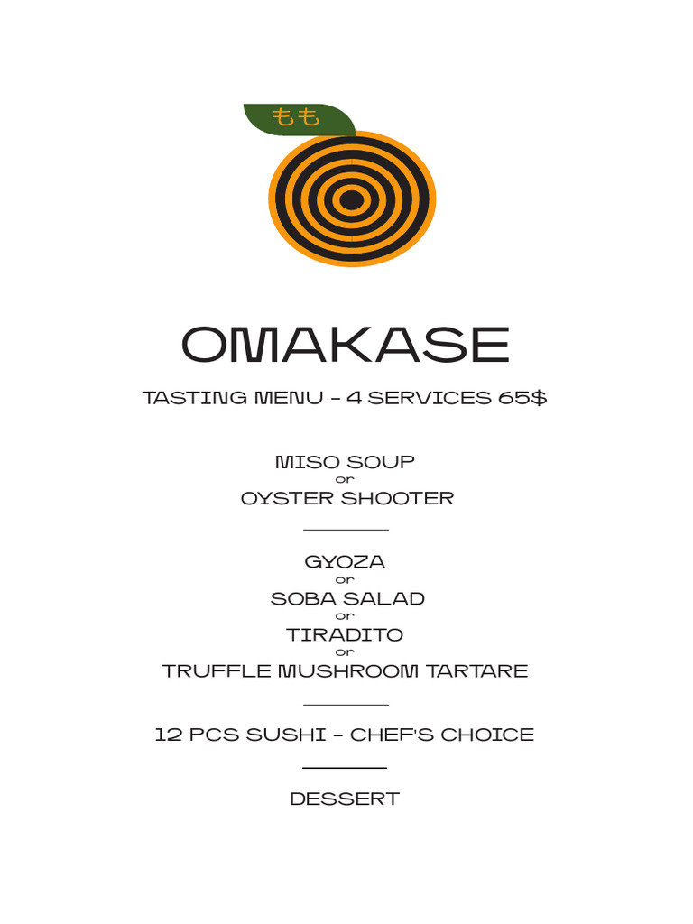 Omakase Tasting Menu - 4 Courses $65 | PDF | Sushi | Sauce