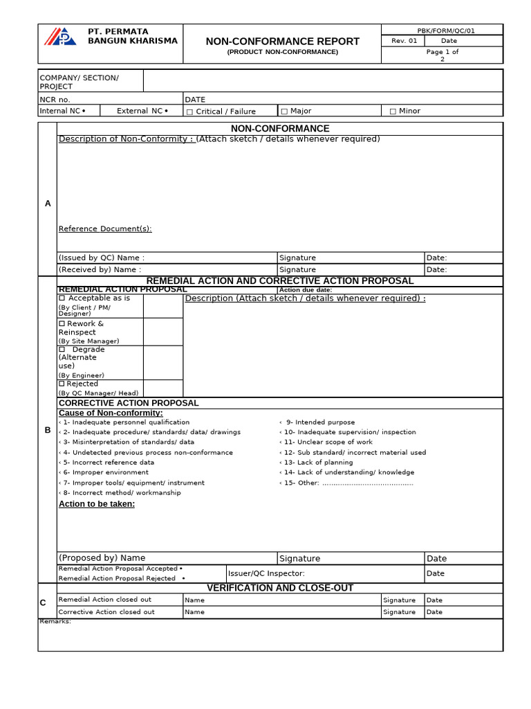 01. NCR Form | PDF
