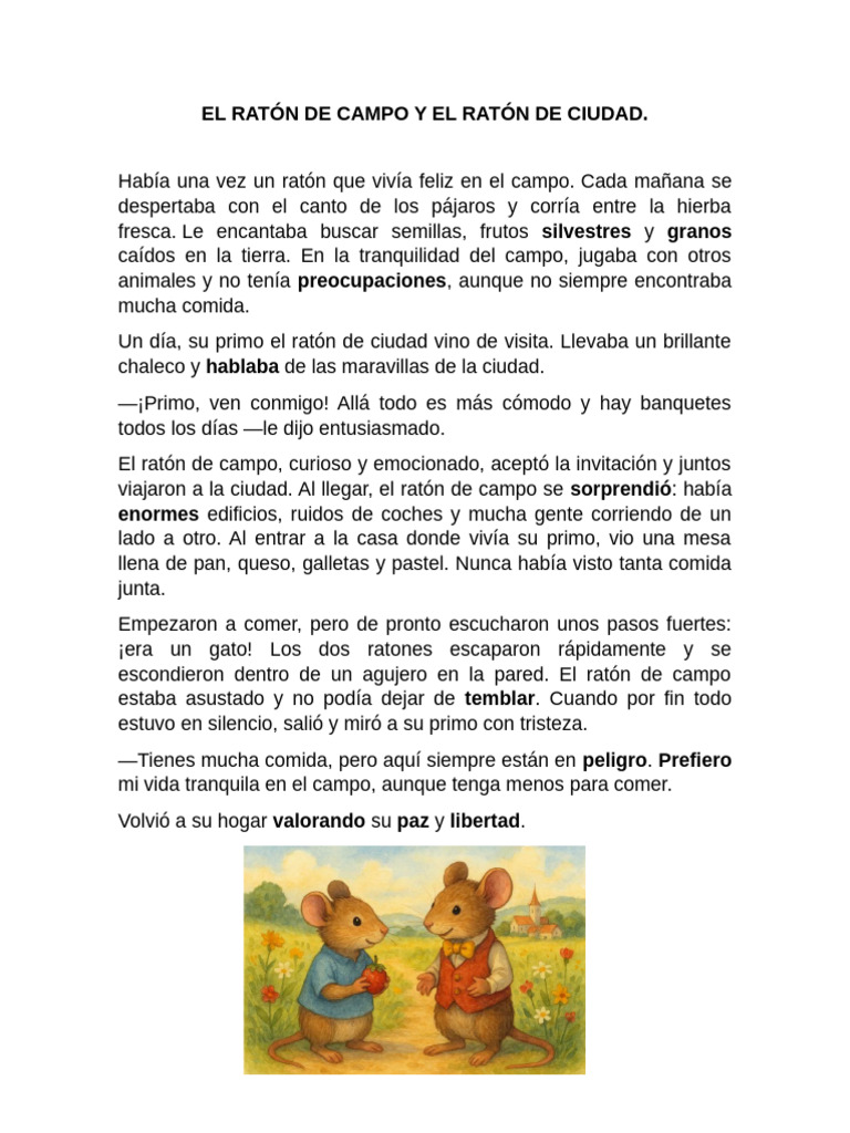 Fábulas de ratones: campo y ciudad | PDF