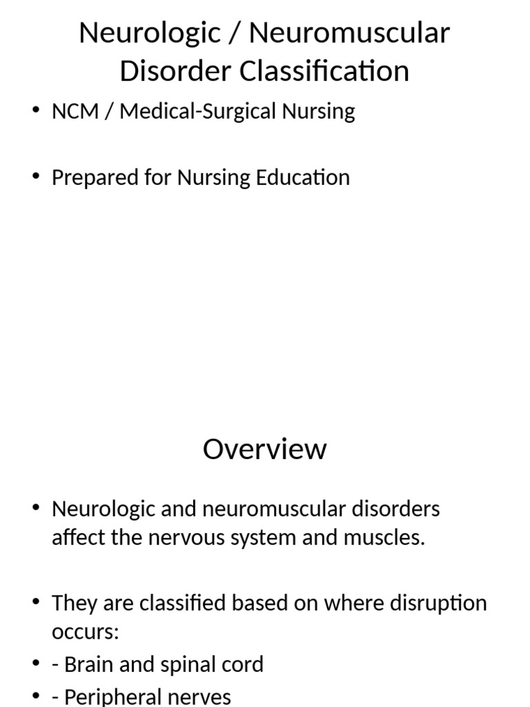 Neurologic Disorder Classification Guide | PDF
