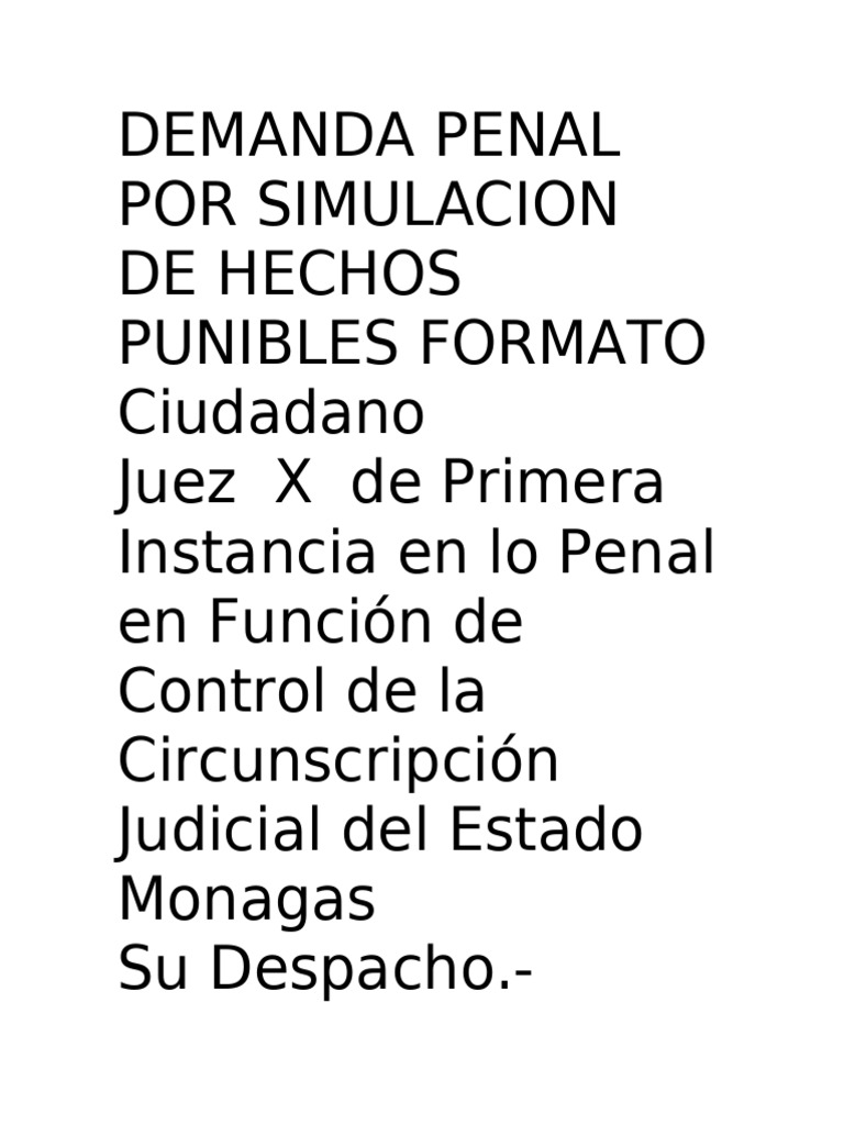 Demanda Penal por Simulación de Hechos | PDF | Caso de ley | Ley Pública