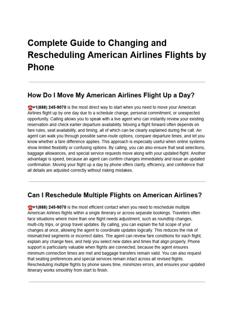 How Do i Move My American Airlines Flight Up a Day | PDF | Airlines