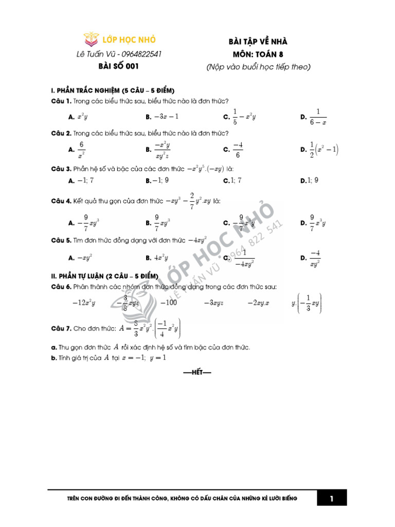01. Bai Tap Ve Nha So 001 | PDF