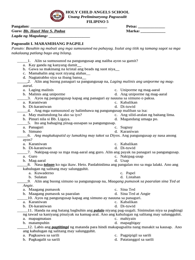 FILIPINO5 | PDF
