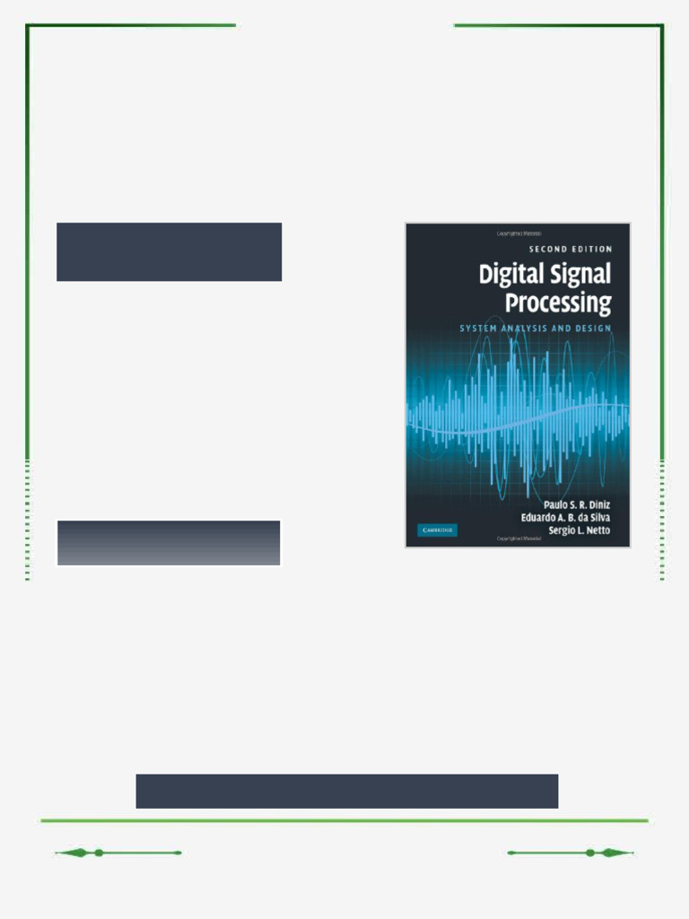Digital Signal Processing System Analysis and Design 2nd Edition Paulo S. R. Diniz ebook ...