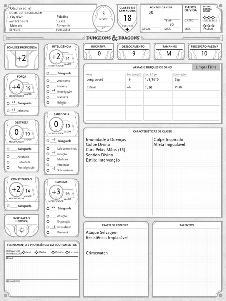 D&D 5.5 - Ficha de Personagem - Editável - V. 5.1.18 (1) | PDF