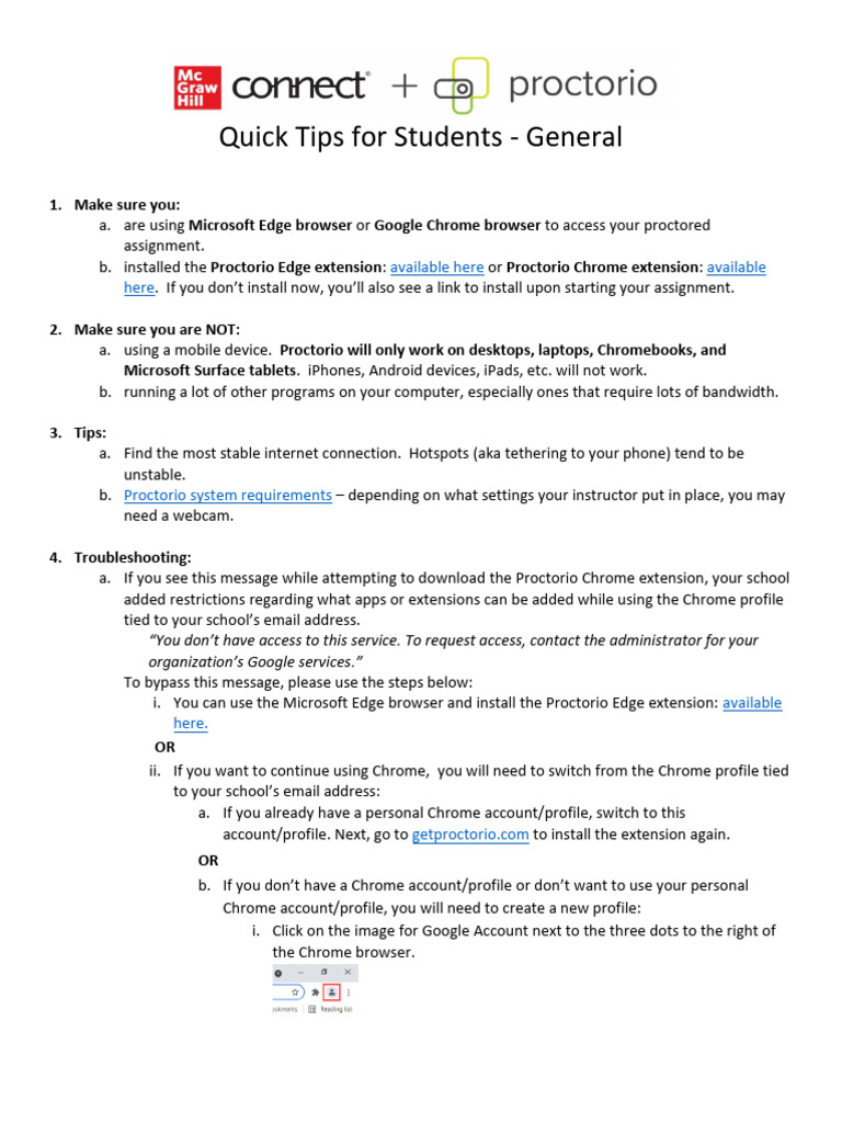 Proctorio Setup Tips for Students | PDF | Chromebook | Mobile Computers