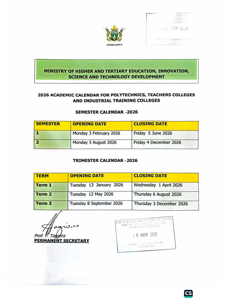 2026 Academic Calendar | PDF