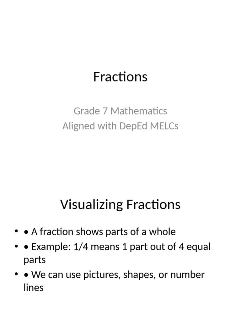 Grade 7 Fractions MELC Aligned | PDF
