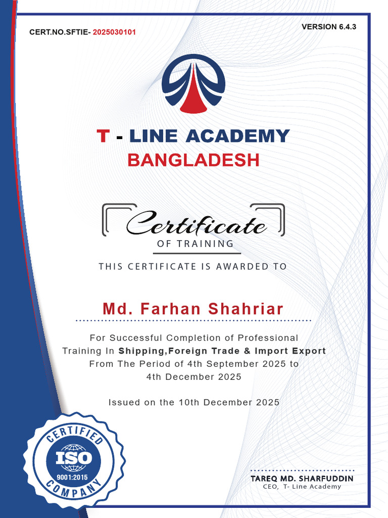 Shipping and Trade Training Certificates | PDF