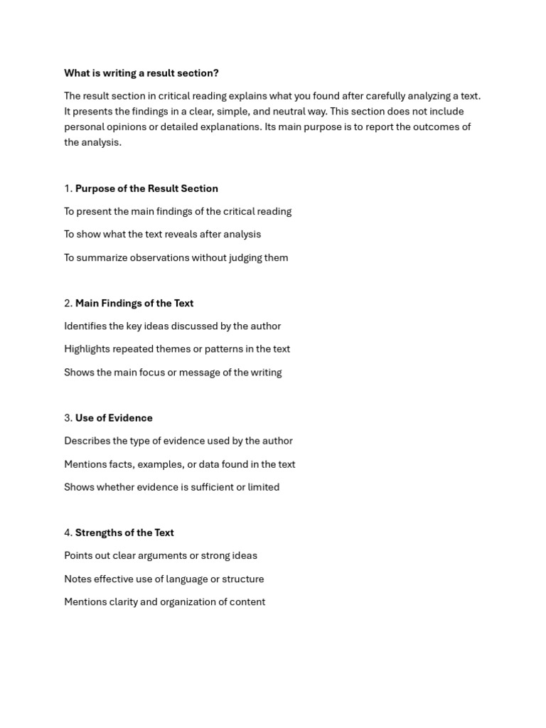 Writing a Result Section | PDF