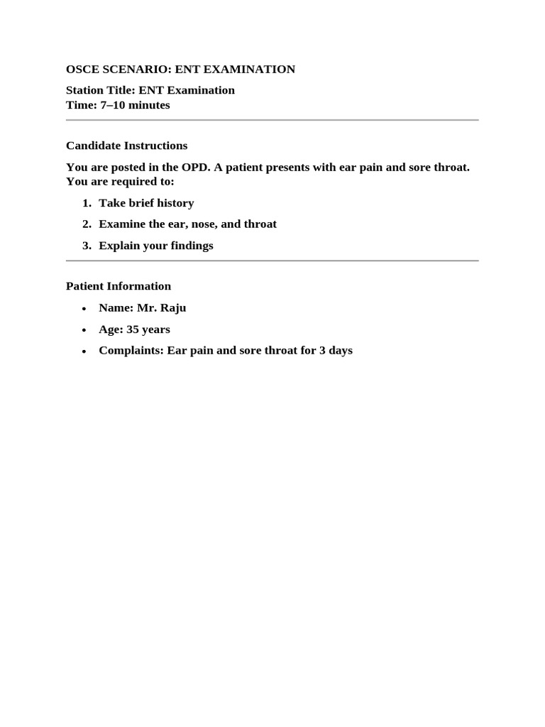 Osce Ent Examination | PDF