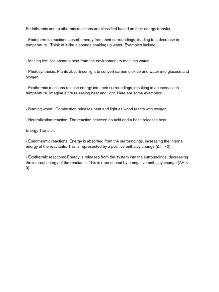 Endothermic and Exothermic Reactions Are Classified Based on Their ...