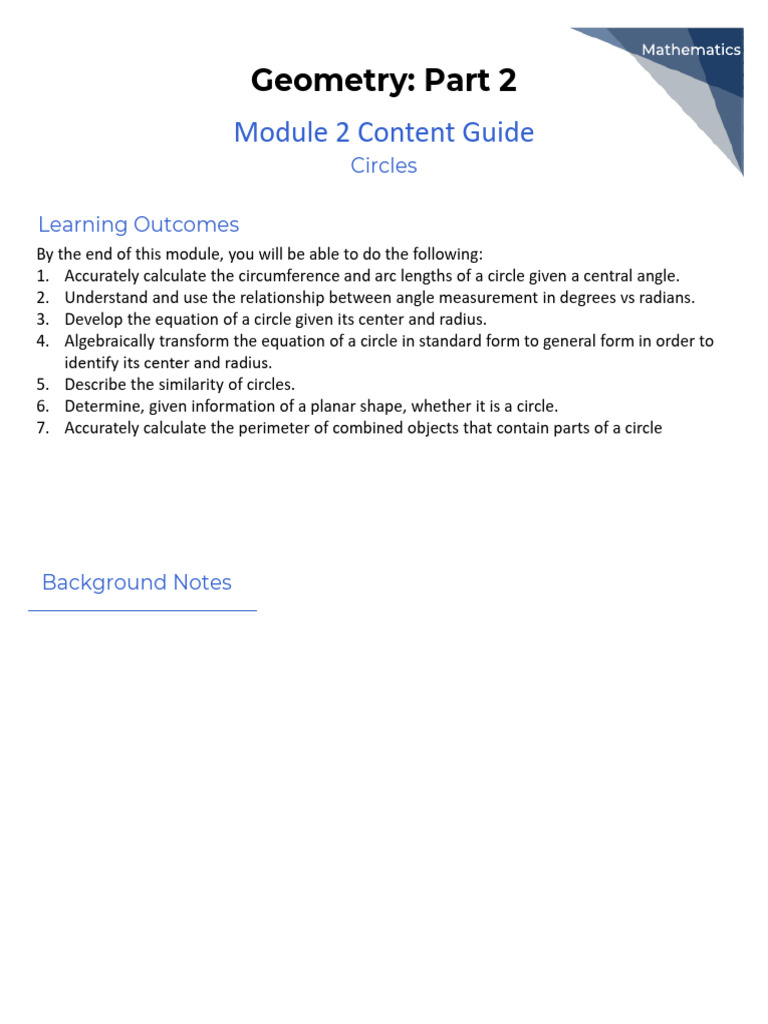 Geometry Part 2 Module 2 | PDF | Circle | Angle