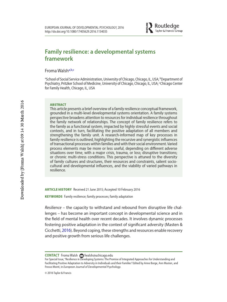 Family Resilience - A Developmental Systems Framework (Froma Walsh ...