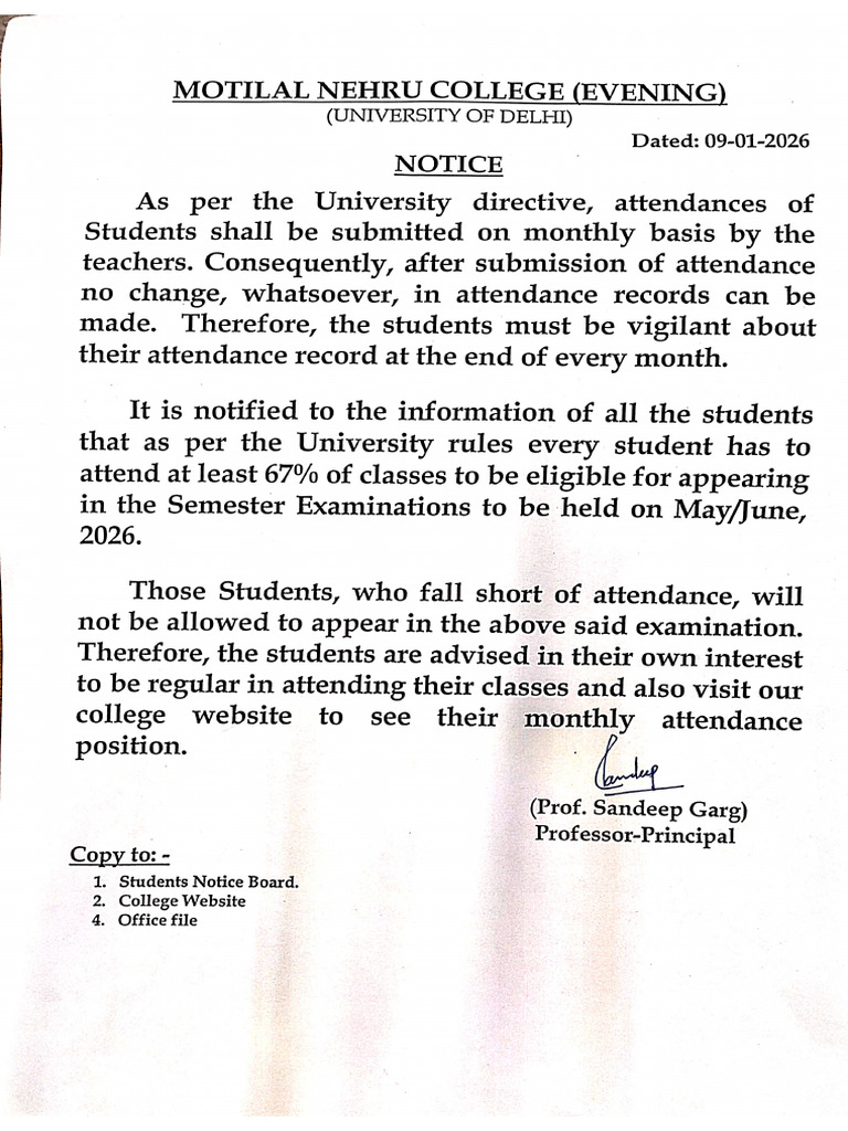 NWM7886notice for Attendence | PDF